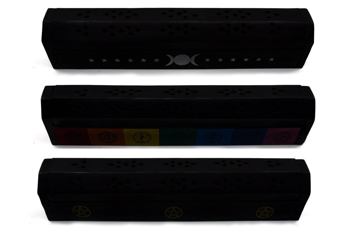 Incense Holder - Black Wooden Box Rectangular (Various Styles) – The ...
